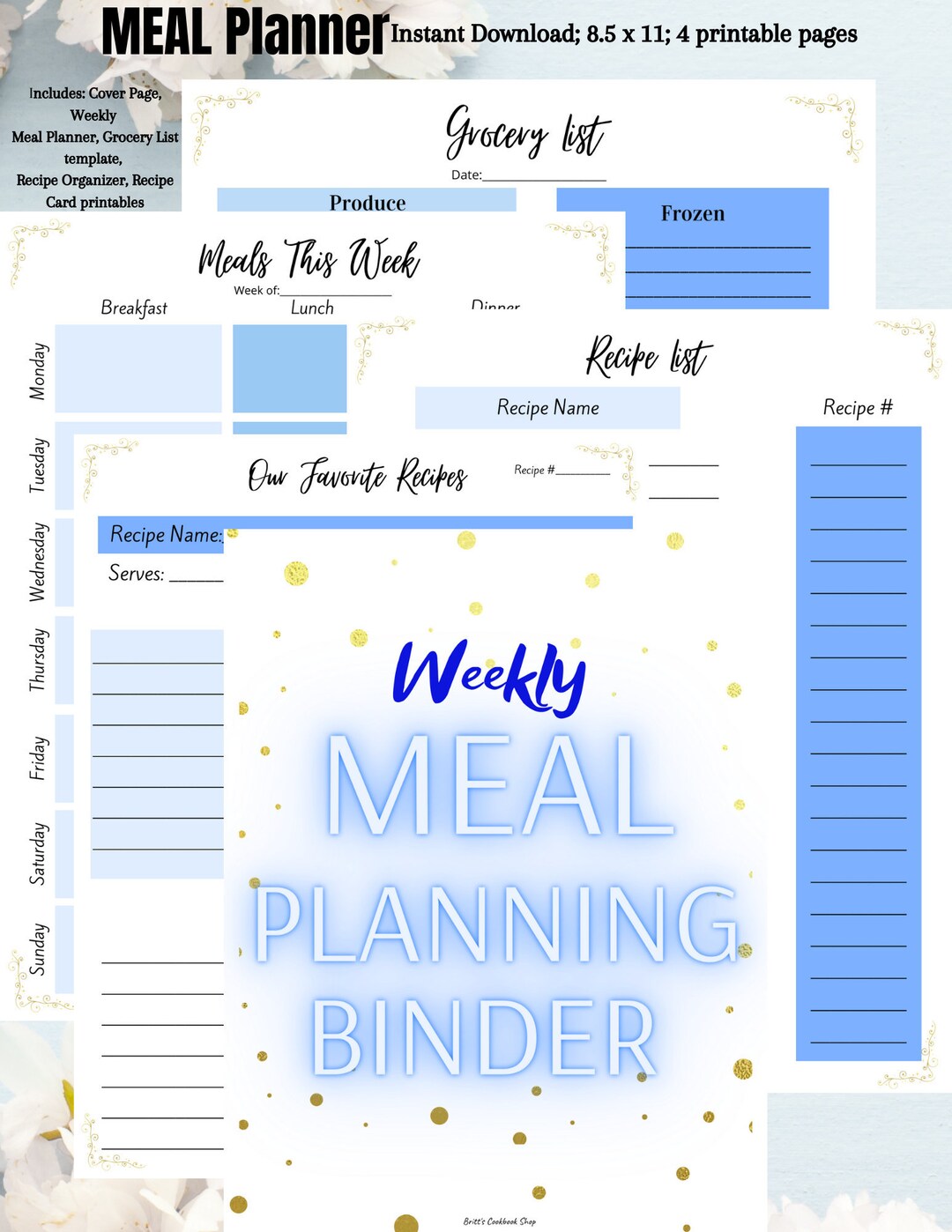 Meal Planner Printable, PDF, Weekly Meal Planner, 8.5 X 11 Size, Meal ...