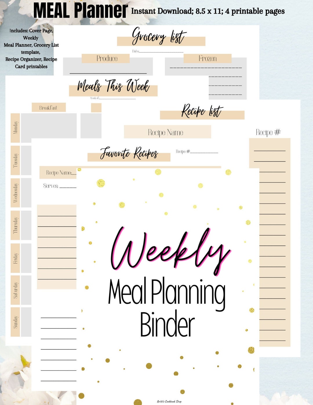 Meal Planner Printable, PDF, Weekly Meal Planner, 8.5 X 11 Size, Meal ...