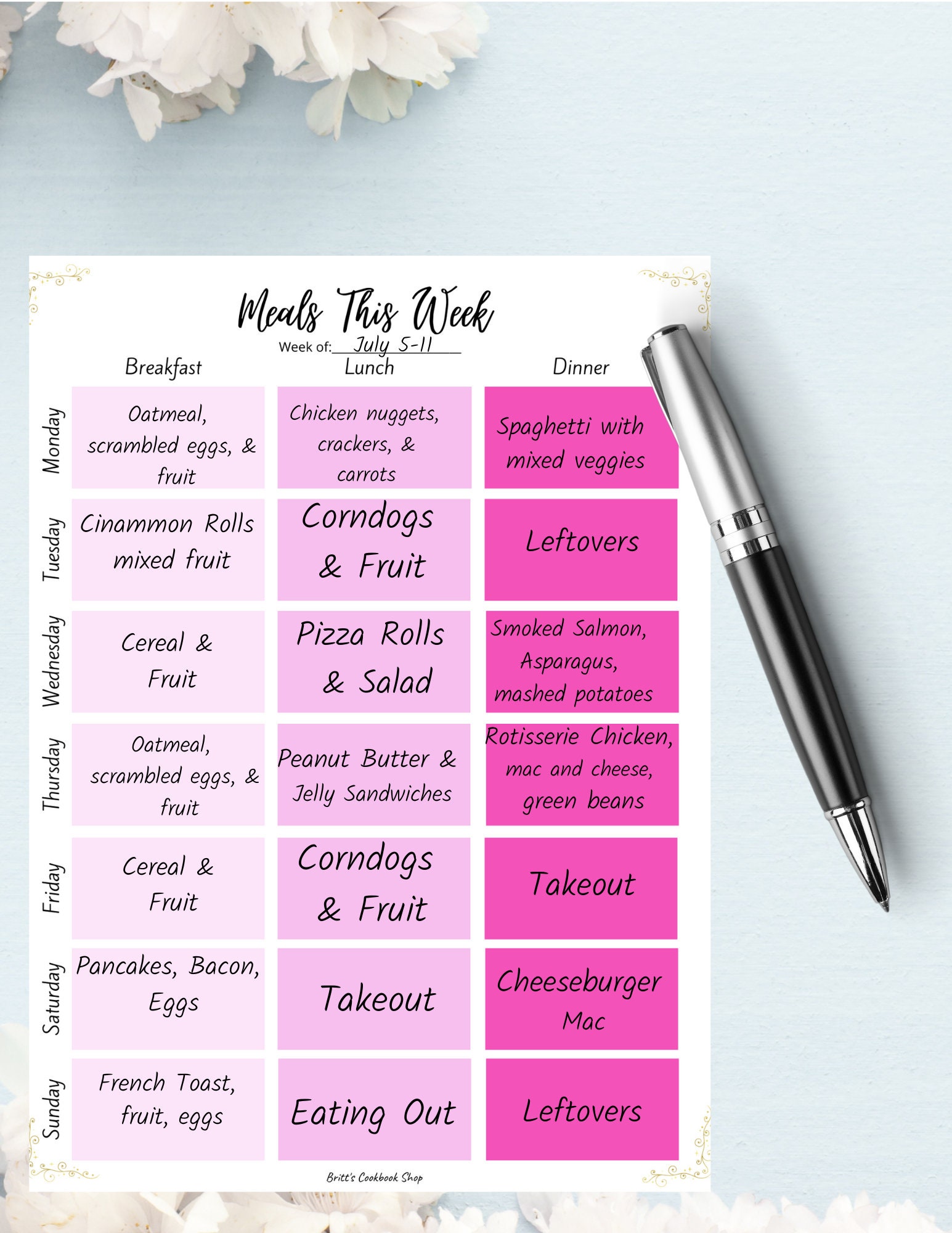 Meal Planner Printable, PDF, Weekly Meal Planner, 8.5 X 11 Size, Meal ...