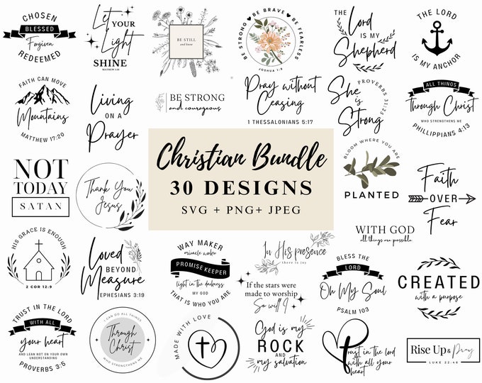 Christian SVG Bundle, Scripture Bundle, Christian Tshirt, Scripture SVG ...