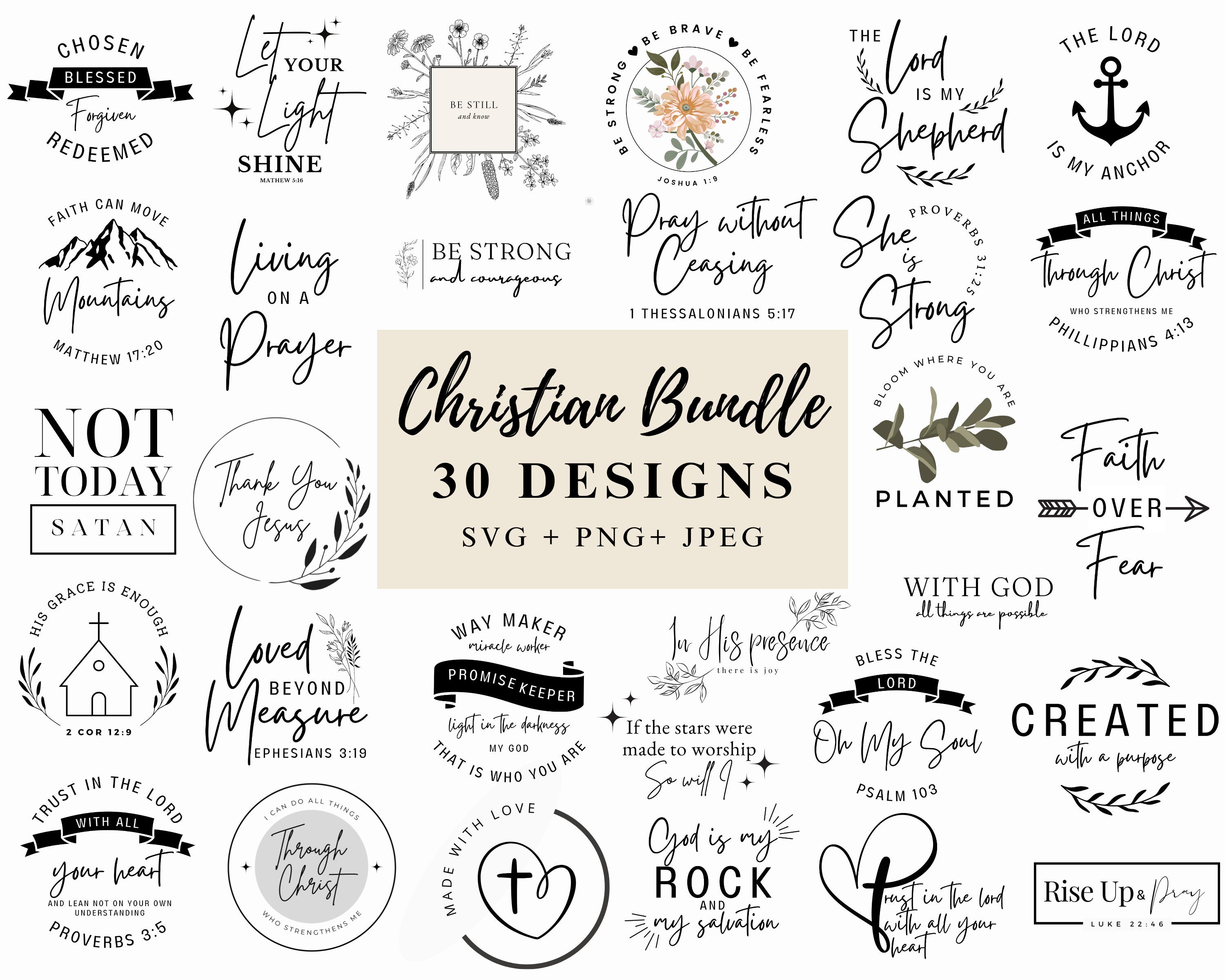 Christian SVG Bundle, Scripture Bundle, Christian Tshirt, Scripture SVG ...