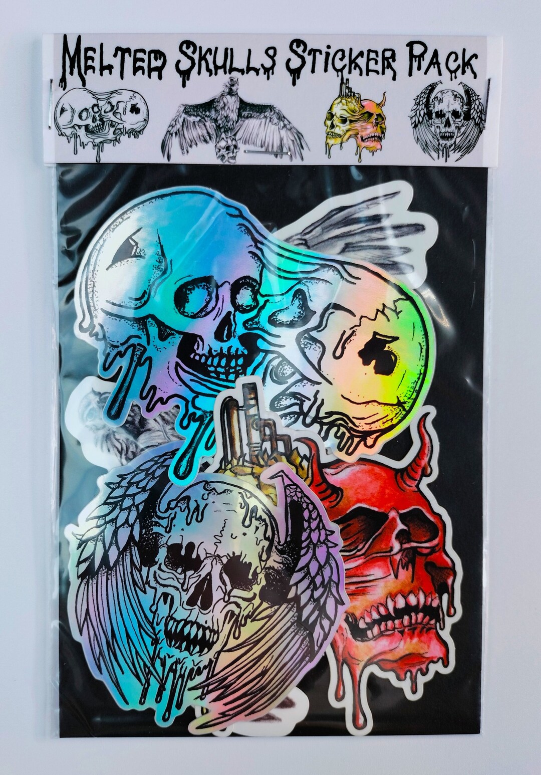 Melted Skulls Sticker Pack Set of 4 Stickers 2 Vinyl 2 - Etsy