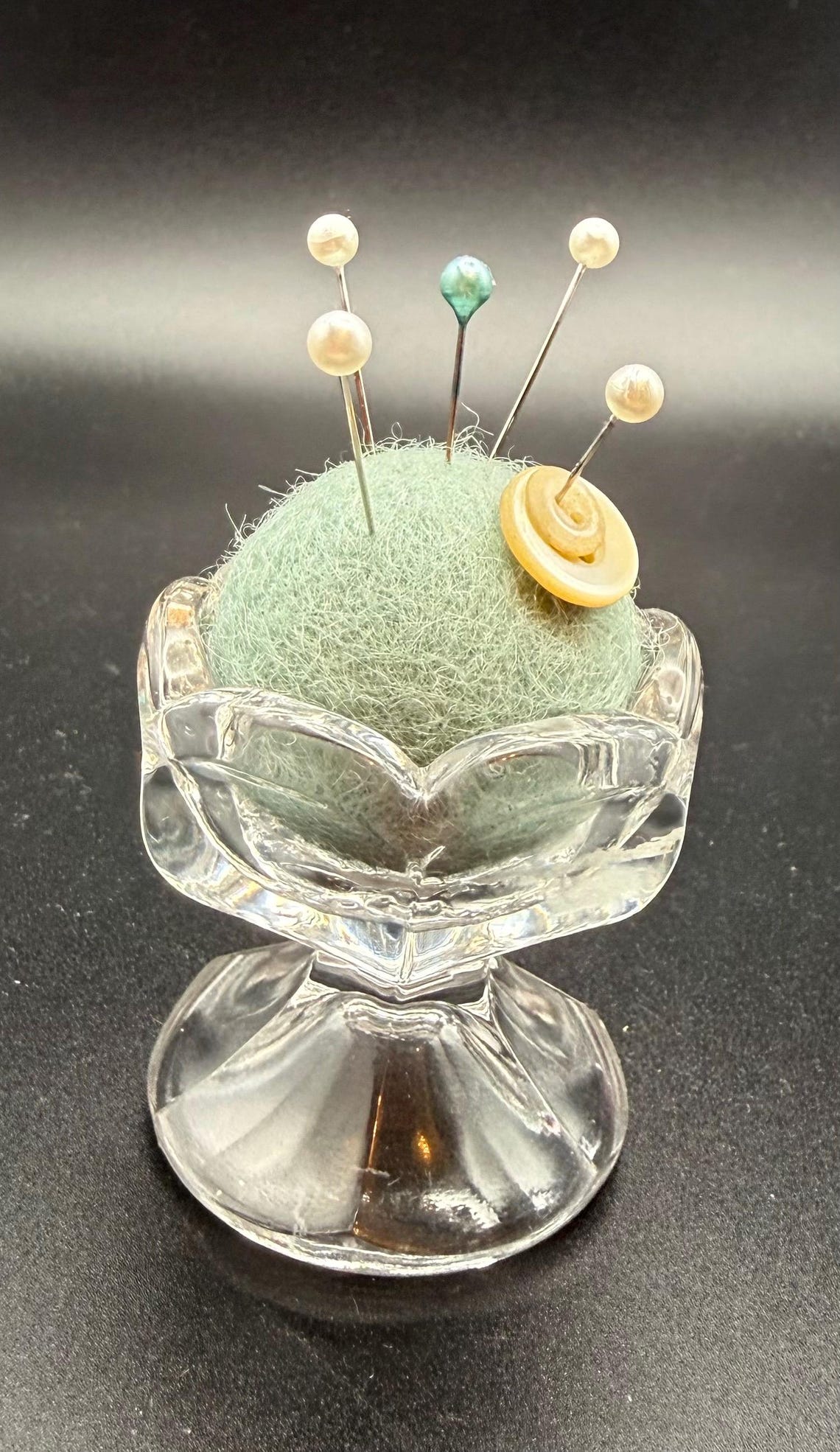 Vintage Pedestal Salt Cellar Pin Cushion Handcrafted With Pearlized ...