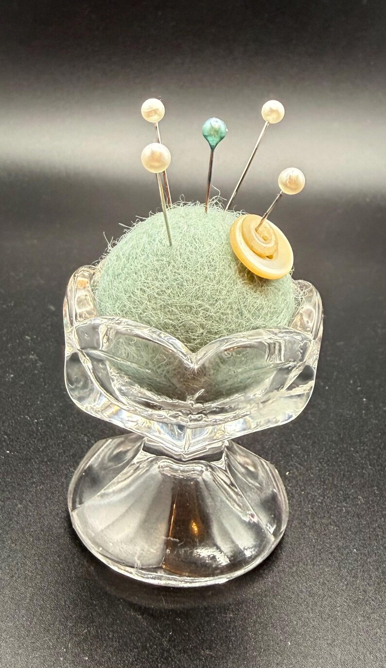 Vintage Pedestal Salt Cellar Pin Cushion Handcrafted With Pearlized ...