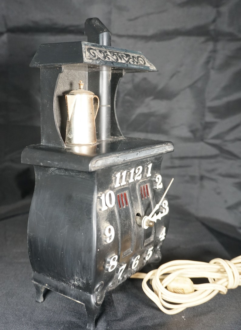 Spartus USA Wall Clock Mid Century Kitchen Stove Black Running Vintage ...