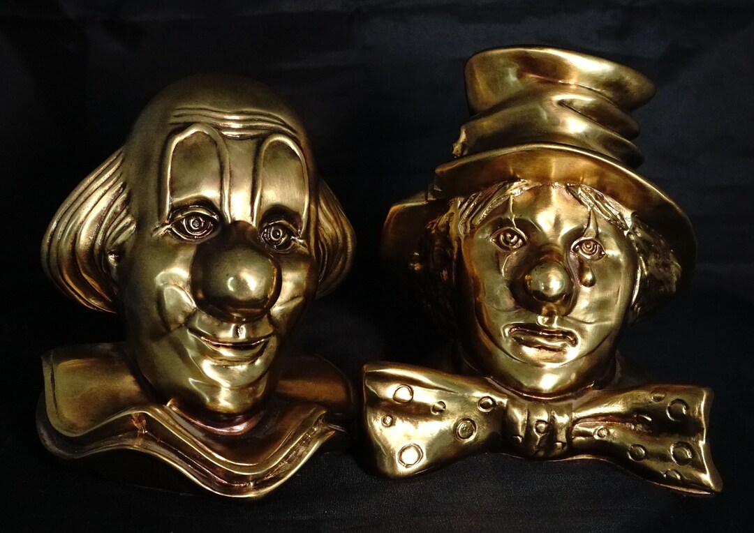 Vintage PM Craftsman Bronze Clowns Bookends 5-1/4" Tall and 4-1/2" Wide ...