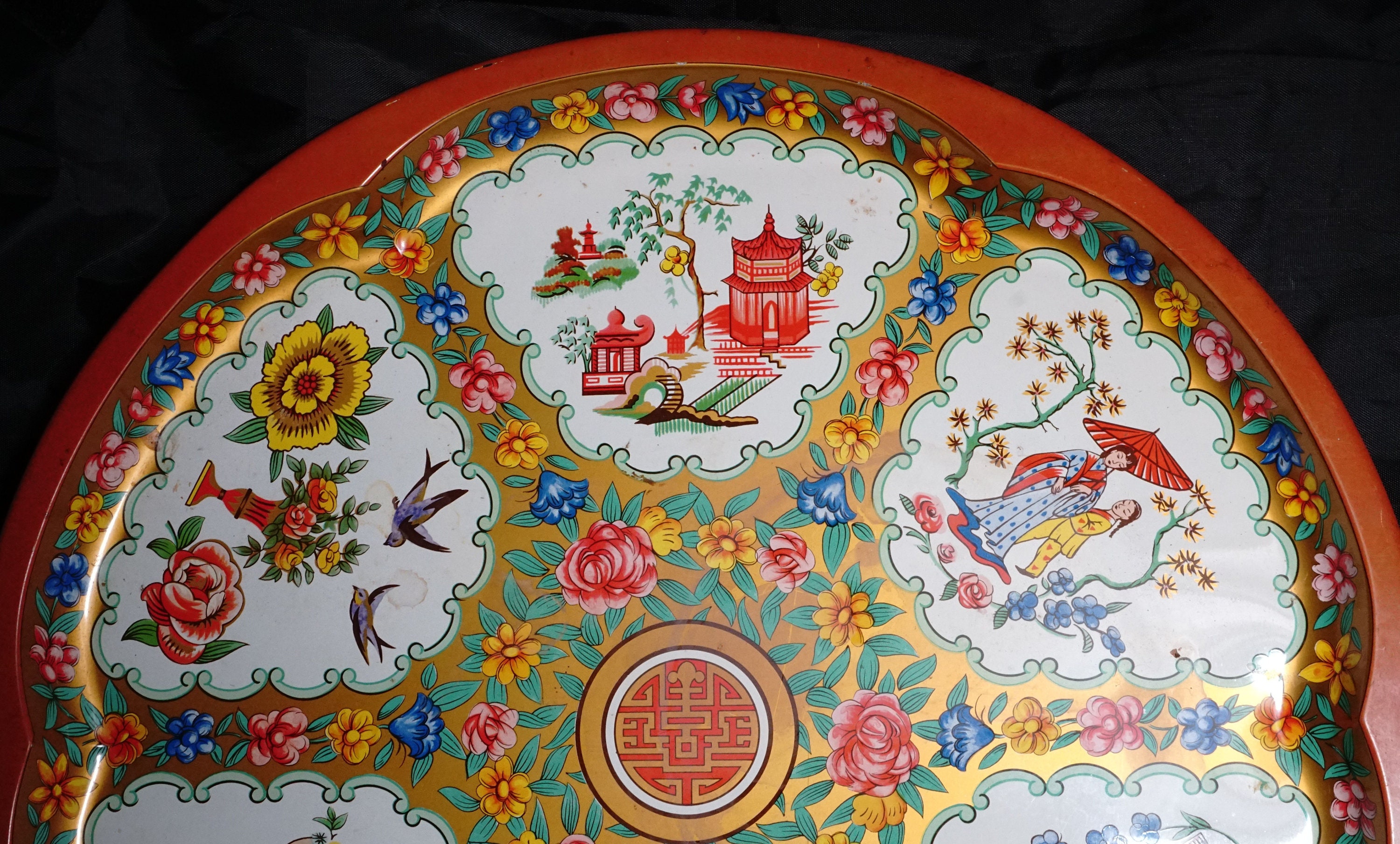 Vintage Flowered Asian Daher Decorated Ware Metal Tray Platter - Etsy