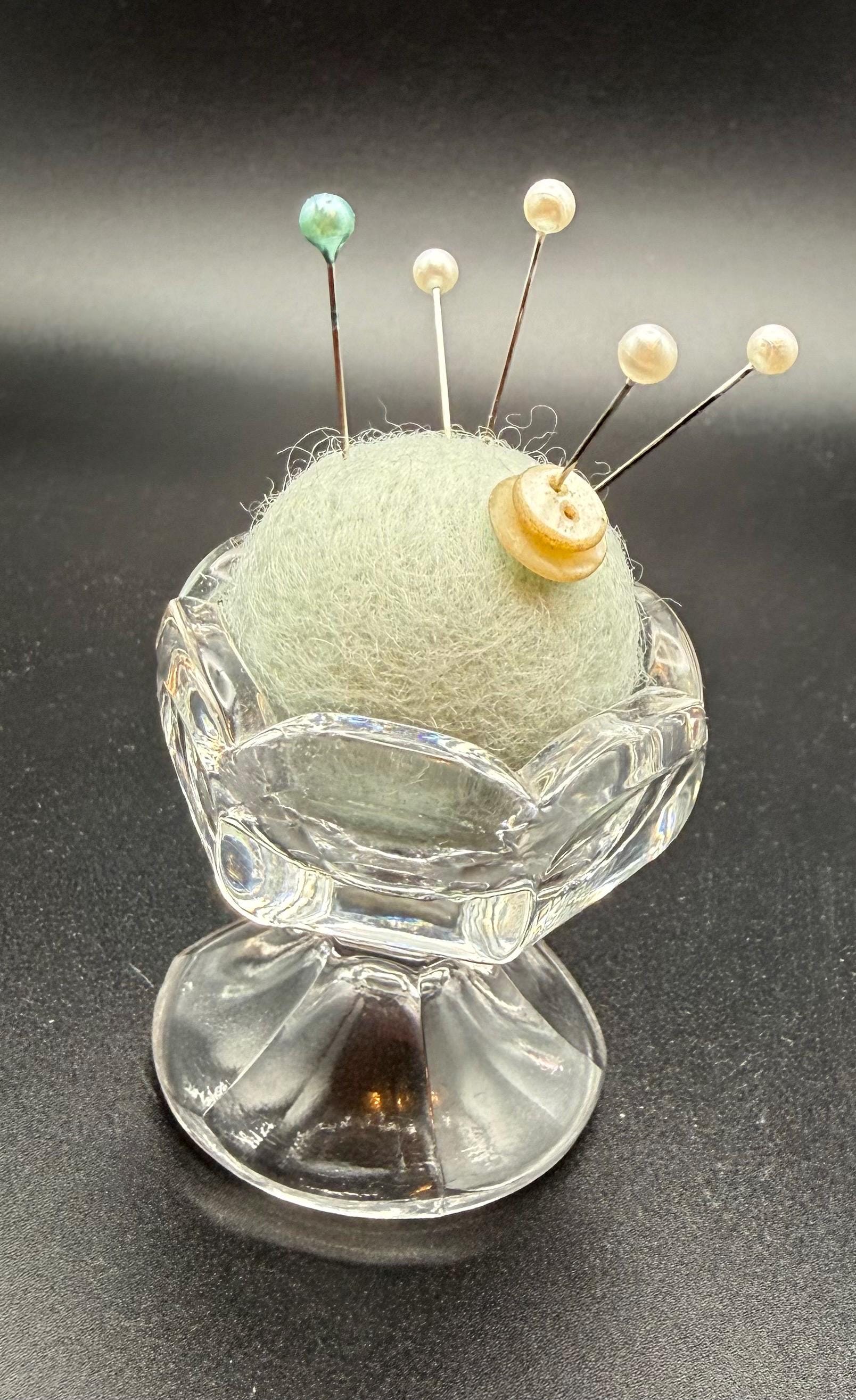 Vintage Pedestal Salt Cellar Pin Cushion Handcrafted With Pearlized ...