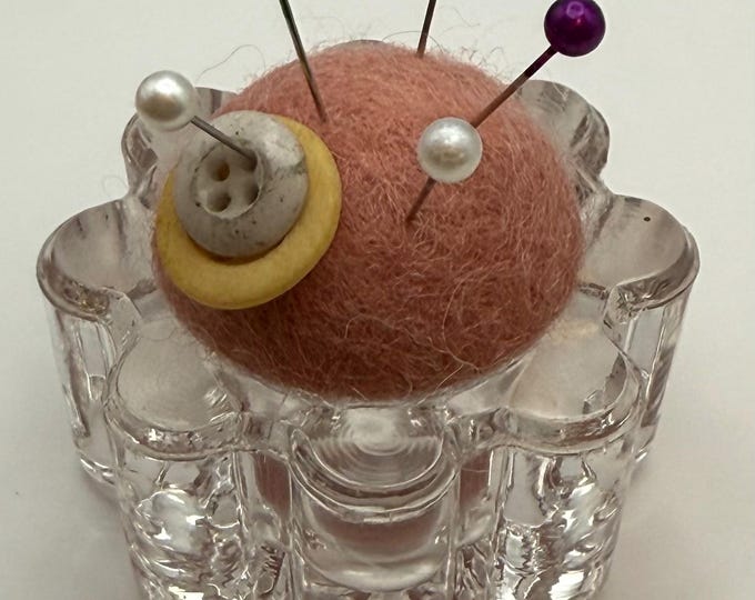 Vintage Flower Salt Cellar Pin Cushion Handcrafted With Pearlized Pins ...