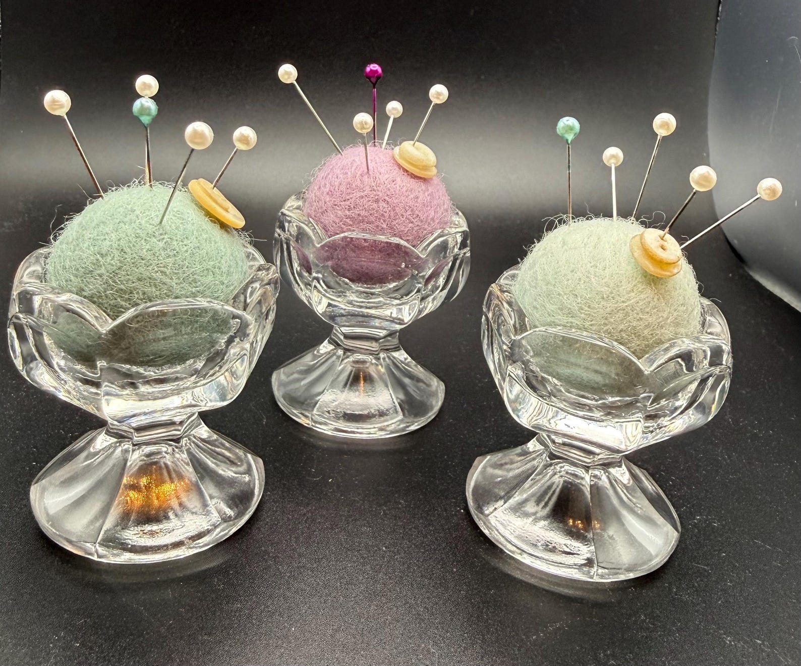 Vintage Pedestal Salt Cellar Pin Cushion Handcrafted With Pearlized ...