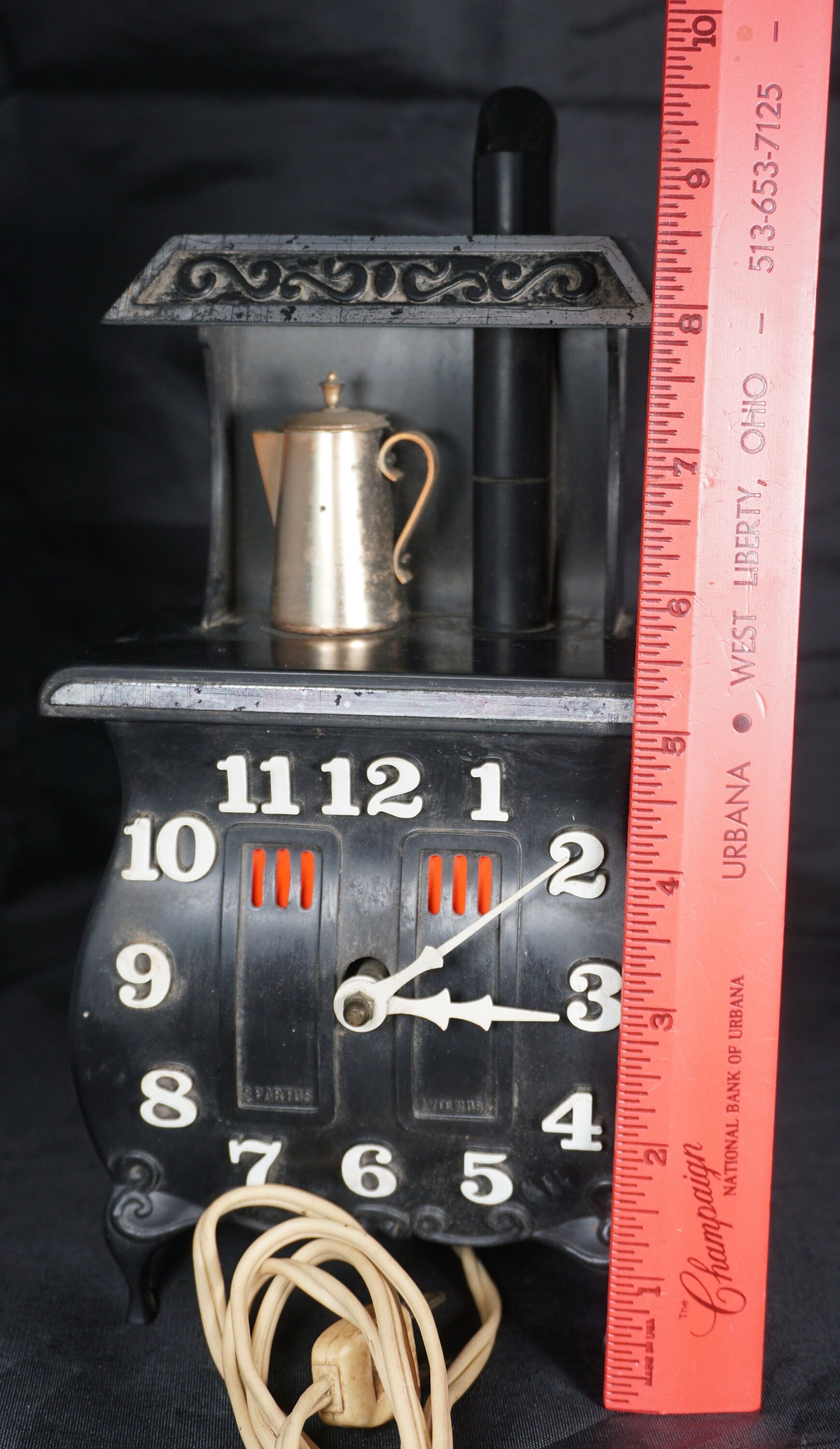 Spartus USA Wall Clock Mid Century Kitchen Stove Black Running Vintage ...