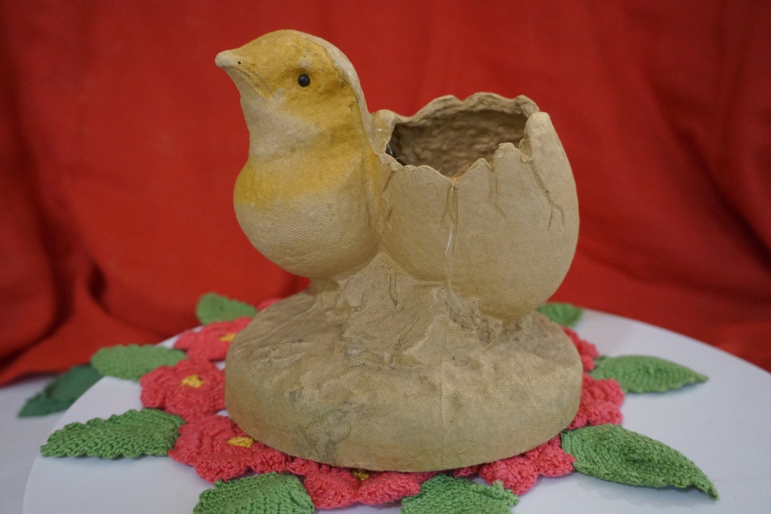 ANTIQUE 1920's Hatched Chick CANDY CONTAINER Pulp Paper Mache 6"x6" - Etsy