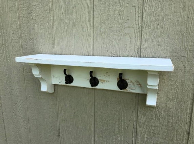 Entryway Shelf With Hooks Rustic Shelf With Hooks Coat - Etsy