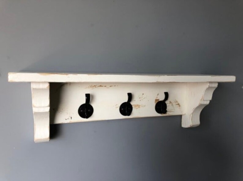 Entryway Shelf With Hooks Rustic Shelf With Hooks Coat - Etsy