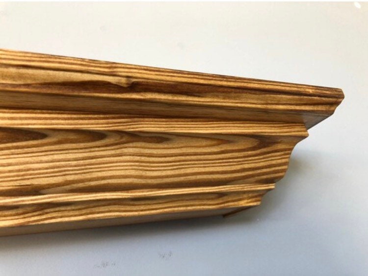 Stained Floating Shelf - Stained Crown Molding Shelf - Wood Floating ...
