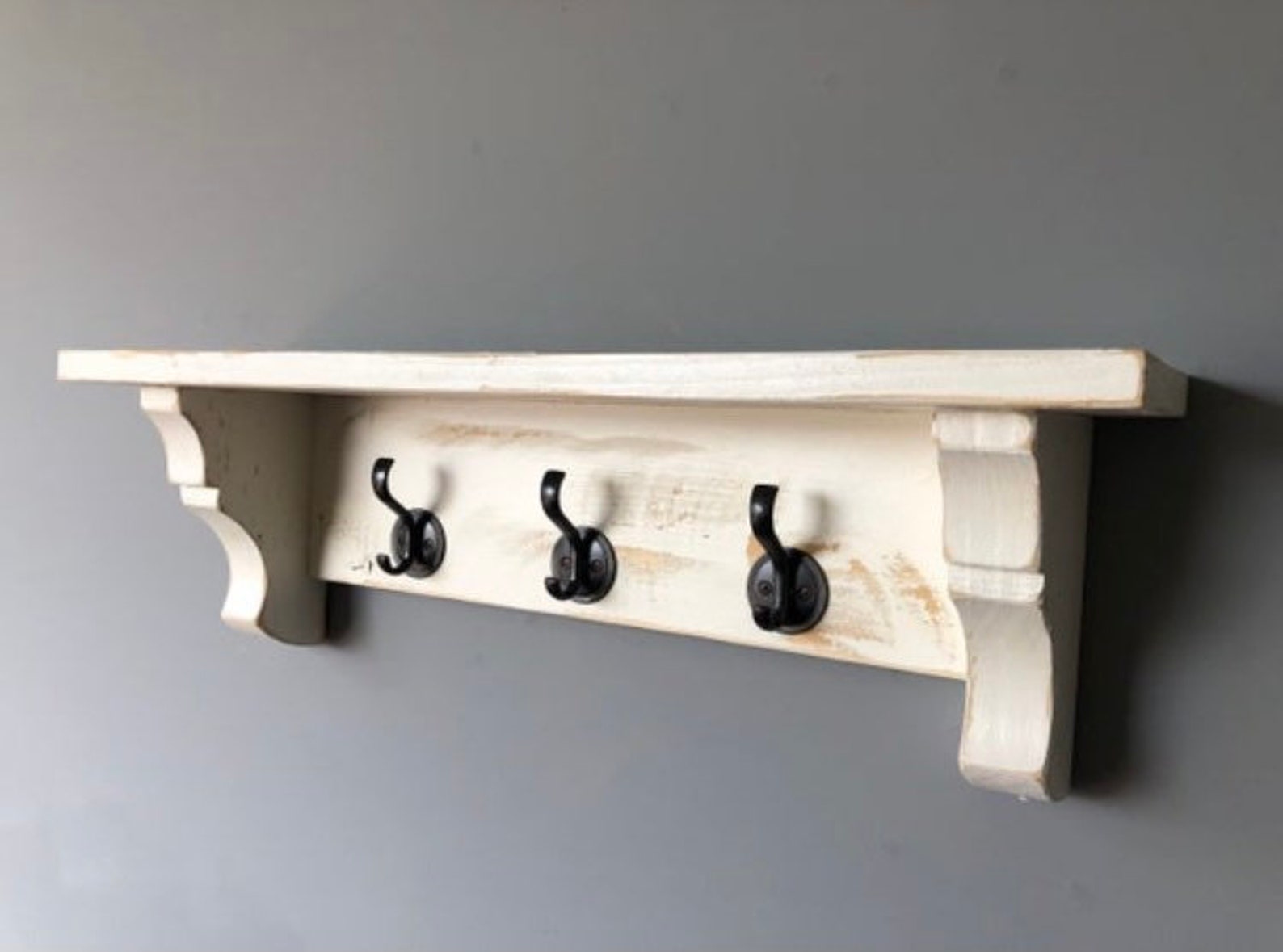 Entryway Shelf With Hooks Rustic Shelf With Hooks Coat Rack Hat Rack ...