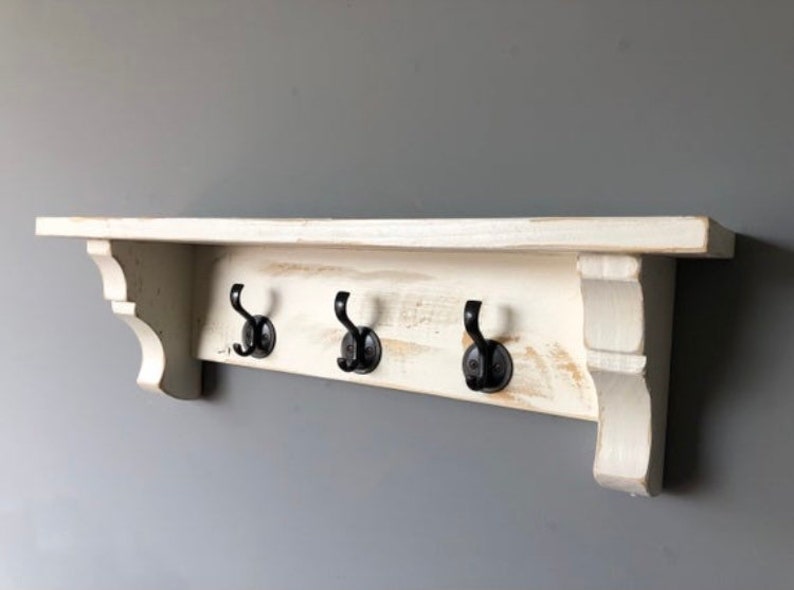Entryway Shelf With Hooks Rustic Shelf With Hooks Coat - Etsy
