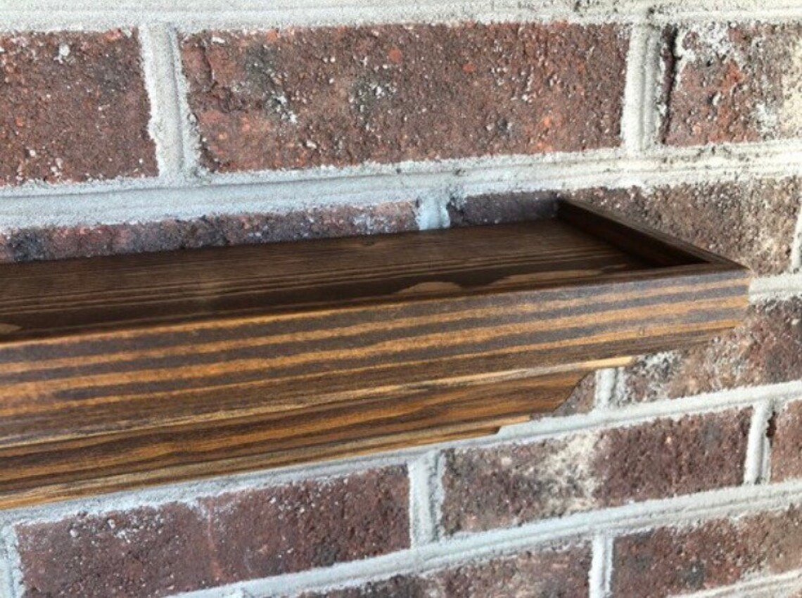 Stained Shelf With Lip - Crown Molding Shelf With Lip - Floating Shelf ...