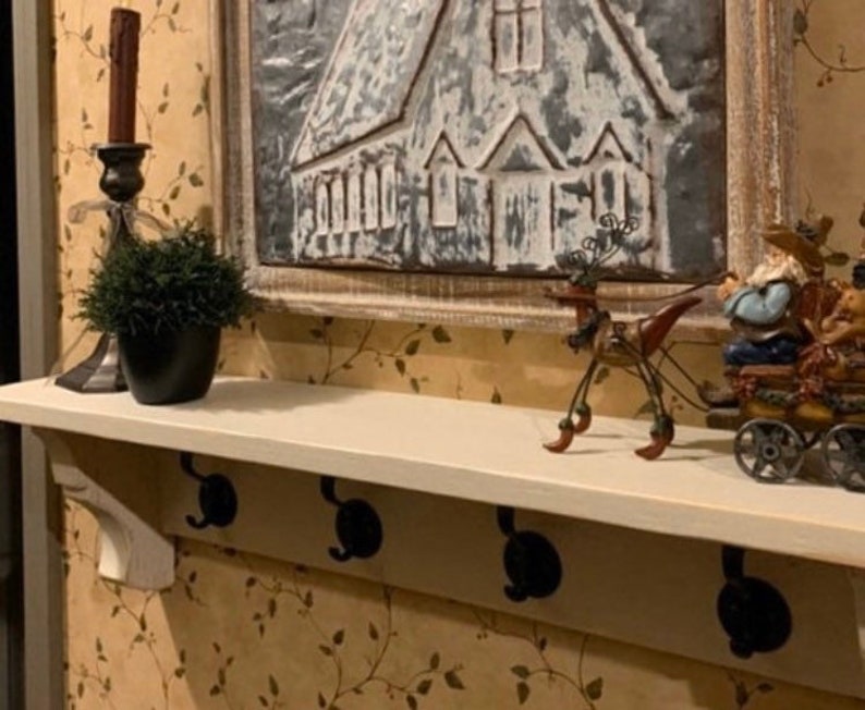 Entryway Shelf With Hooks Rustic Shelf With Hooks Coat - Etsy