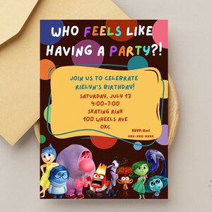 Inside Out. Invitation. Who Feels Like Having a Party. Birthday ...