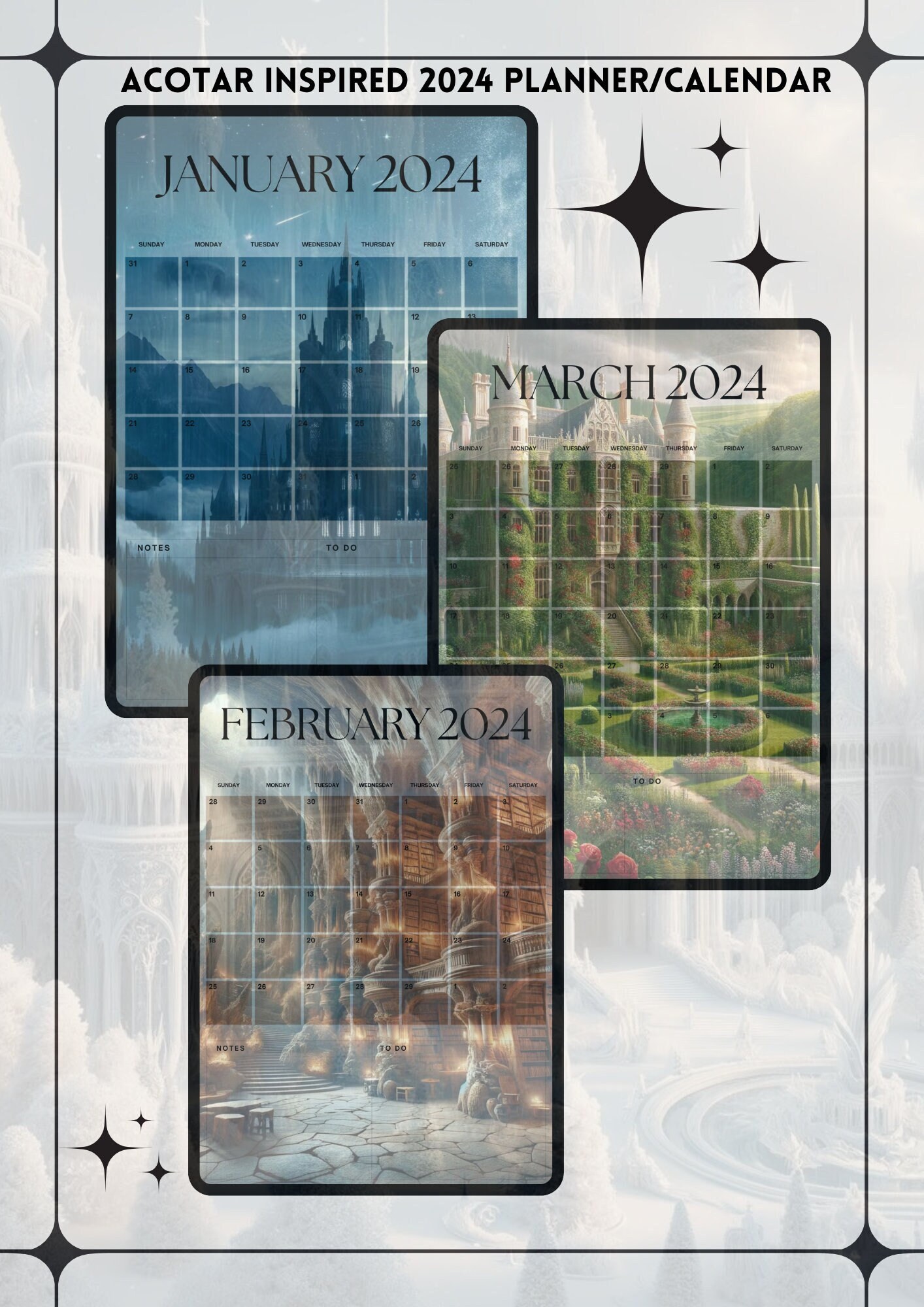 ACOTAR Inspired 2024 Planner/calendar Printable/digital PDF - Etsy