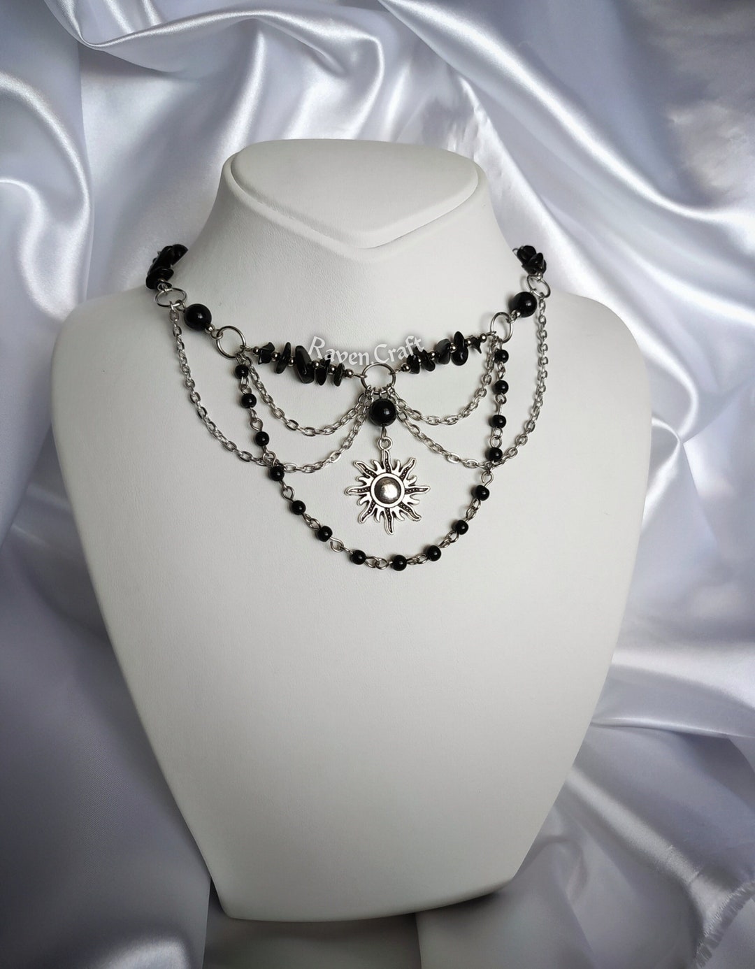 Handmade Obsidian Sun Pendant Necklace: Fairy Grunge Jewelry - Etsy