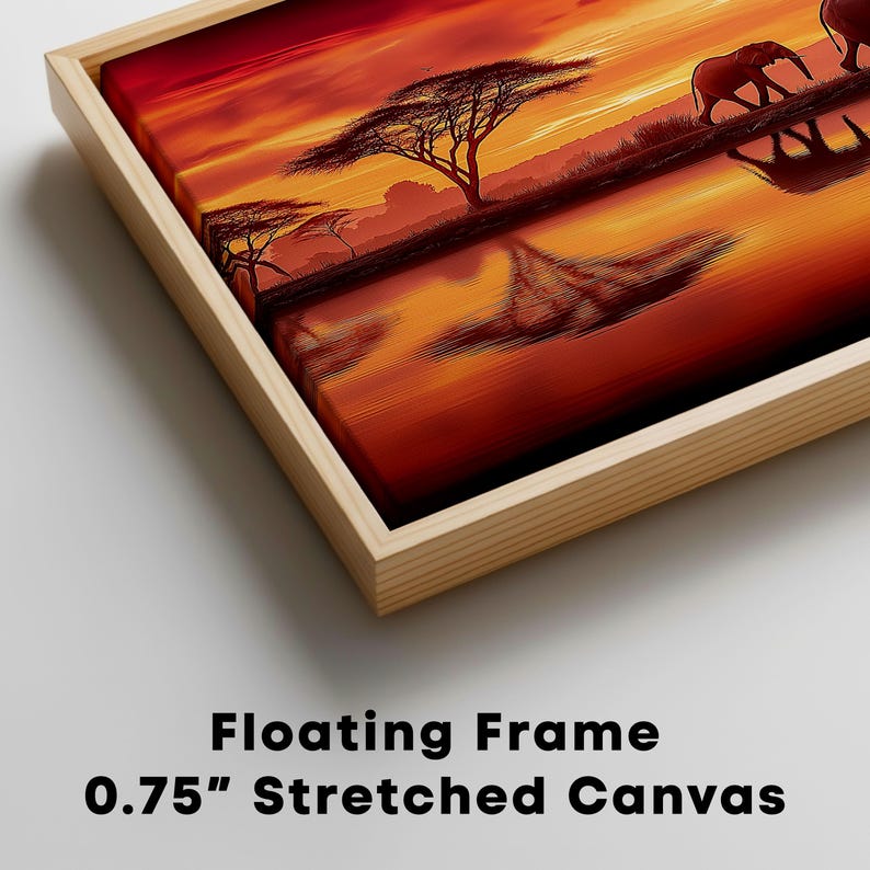Elephant Sunset Safari – Vibrant African Wildlife Panoramic Wall Art ...