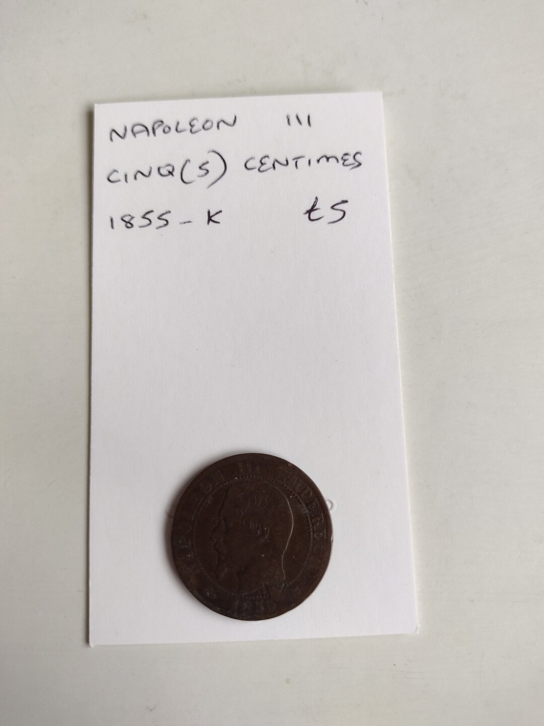 Antique Napoleon 111 Cinq Centimes Coin 1855 - Etsy