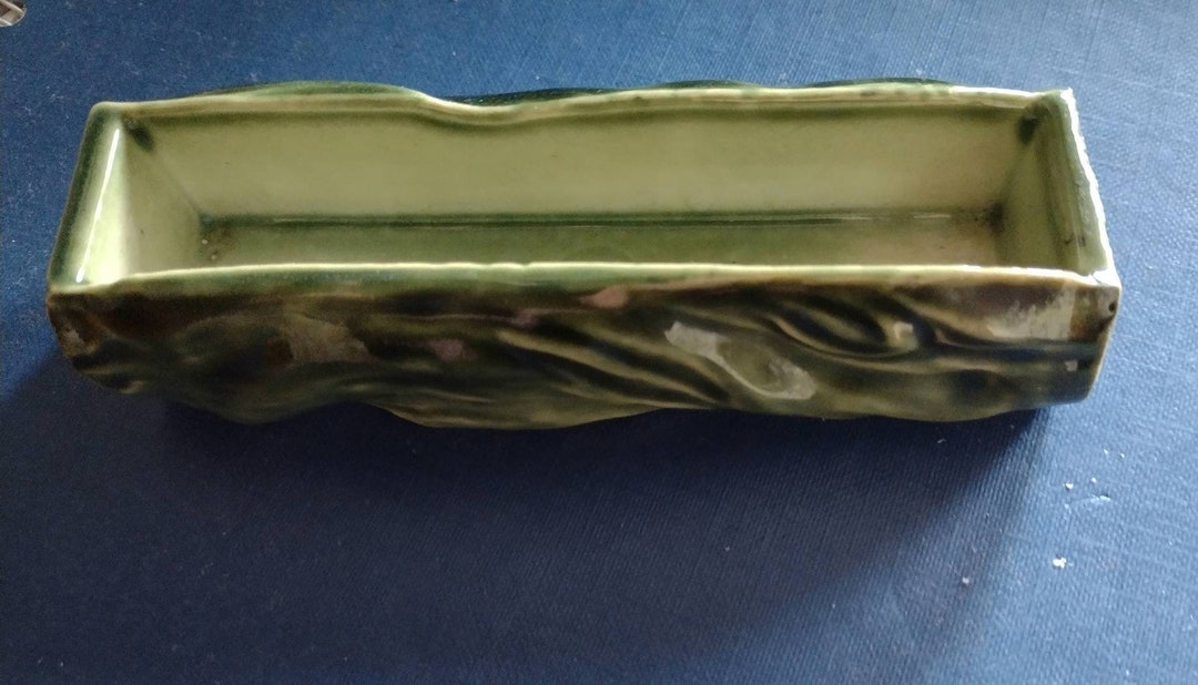 Vintage Wade Ceramic Green Log Planter - Etsy