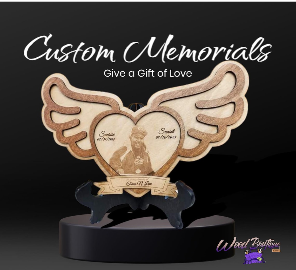Personalized Memorial Angel Heart Plaque With Stand - Etsy