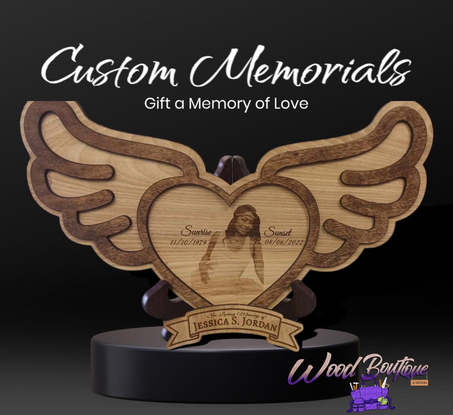 Personalized Memorial Angel Heart Plaque With Stand - Etsy