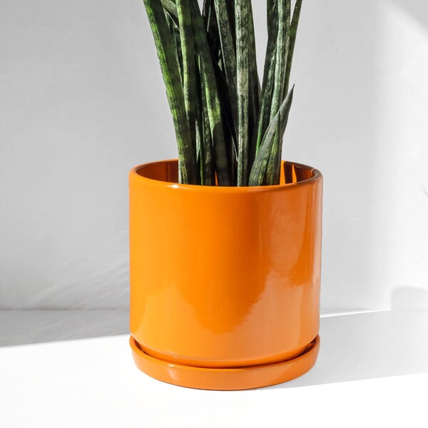 Orange Mid Century Plant Pot - Etsy