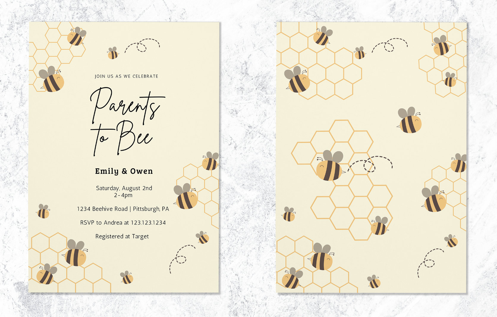 Parents to Bee Baby Shower Invitation Yellow Black Spring Summer Joint ...