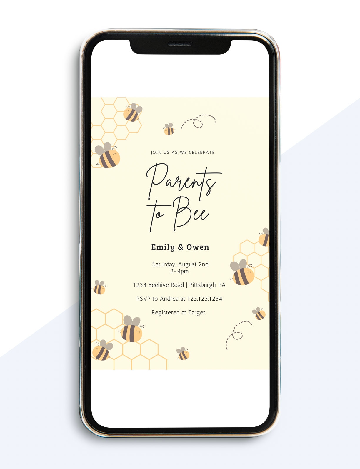 Parents to Bee Baby Shower Invitation Yellow Black Spring Summer Joint ...