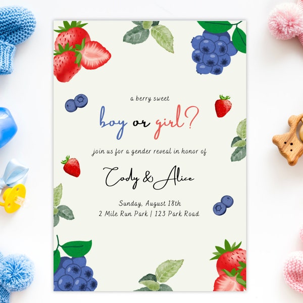 Blueberry or Strawberry Gender Reveal - Etsy