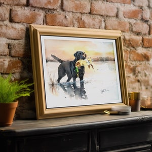Labrador Retriever Watercolor Print Dog Painting Duck Hunting Wall ...