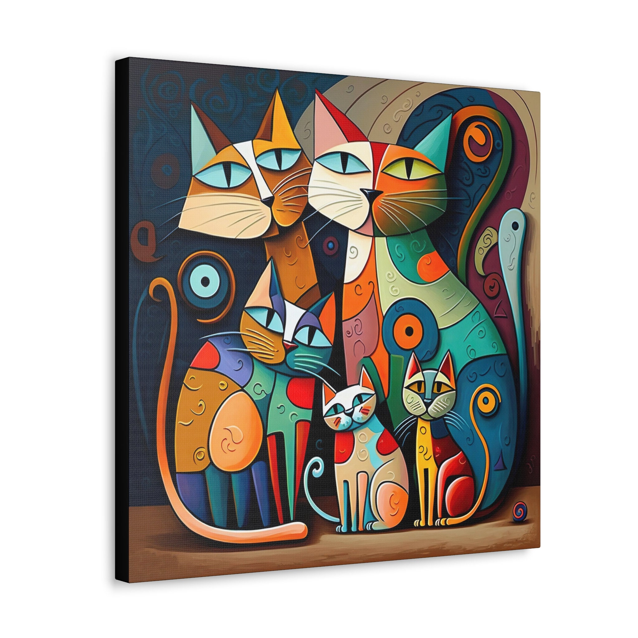 Colorful Cats Gallery Wrapped Canvas, Fine Art Print, Cubist Inspired ...