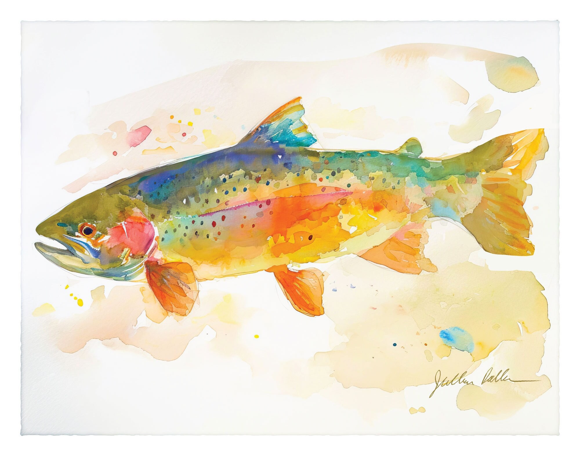 Rainbow Trout Art, Angler Fly Fishing Print, Minimalist Giclee Fine Art ...