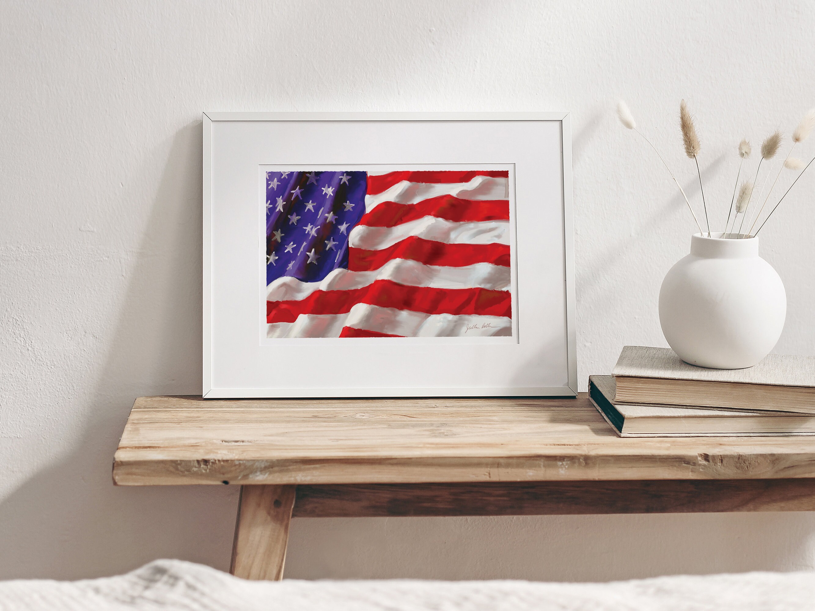 American Flag Art Print for Men Patriotic Gift for Him Giclee Fine Art ...