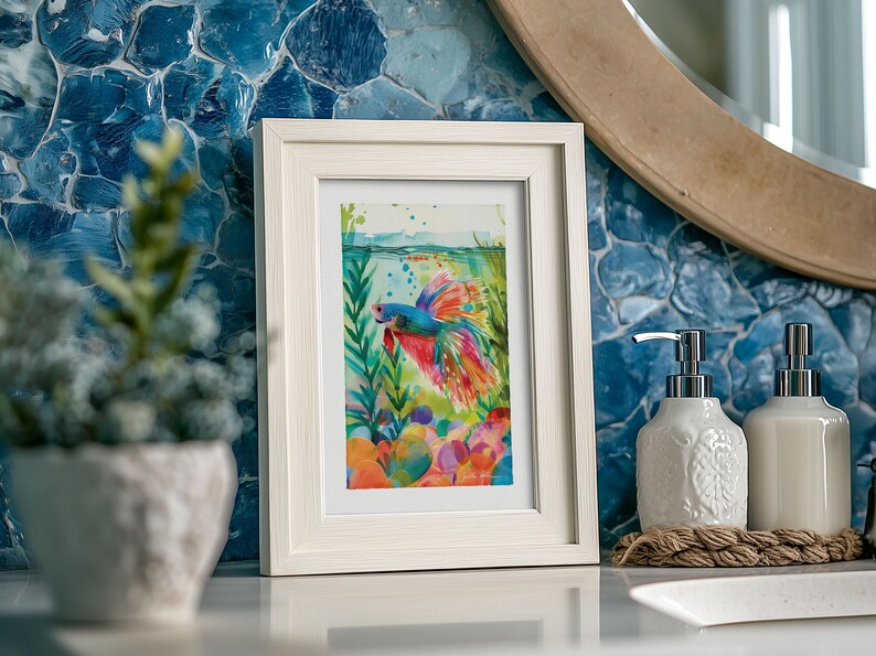 Betta Fish Print, Watercolor Betta Fish Art for Nursery, Betta Decor ...