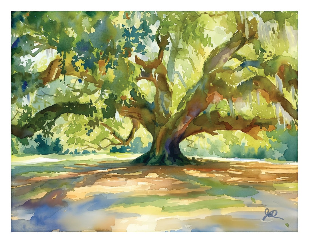 Live Oak Art, Oak Tree Painting, Charleston Print, South Carolina ...