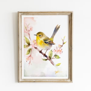 Warbler Art, Yellow Warbler Watercolor Print, Giclee Print Wall Hanging ...