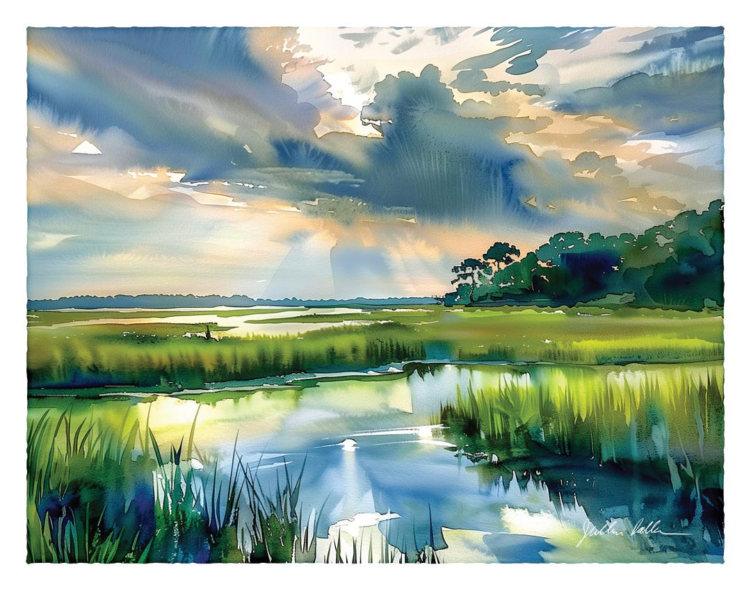 Marsh Painting, Salt Marsh Print, Lowcountry Art, Charleston South ...