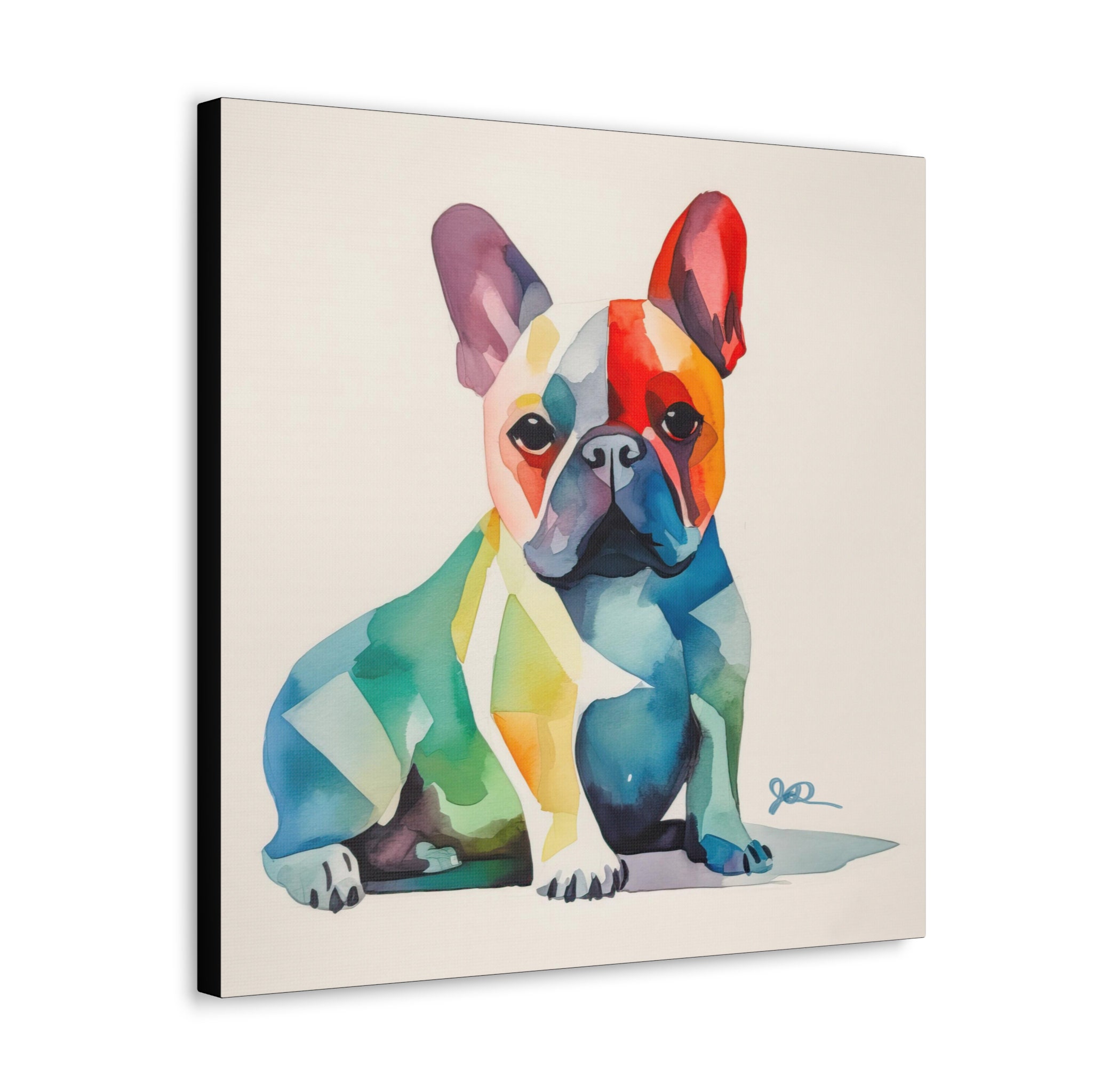 French Bulldog Art, Cute Colorful Frenchie Gallery Wrapped Canvas Print ...