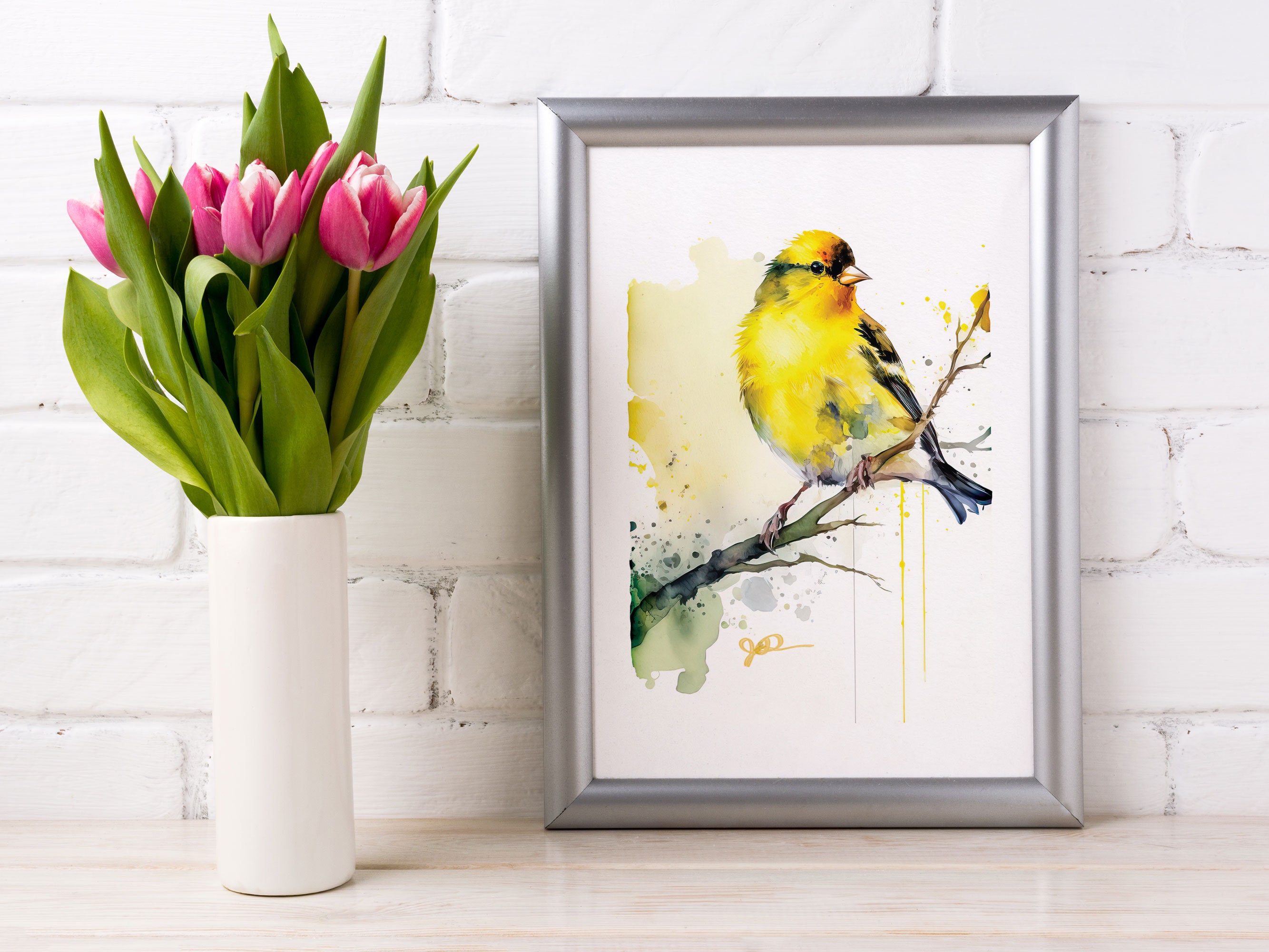 Goldfinch Watercolor Print Bird American Goldfinch Painting Audubon ...