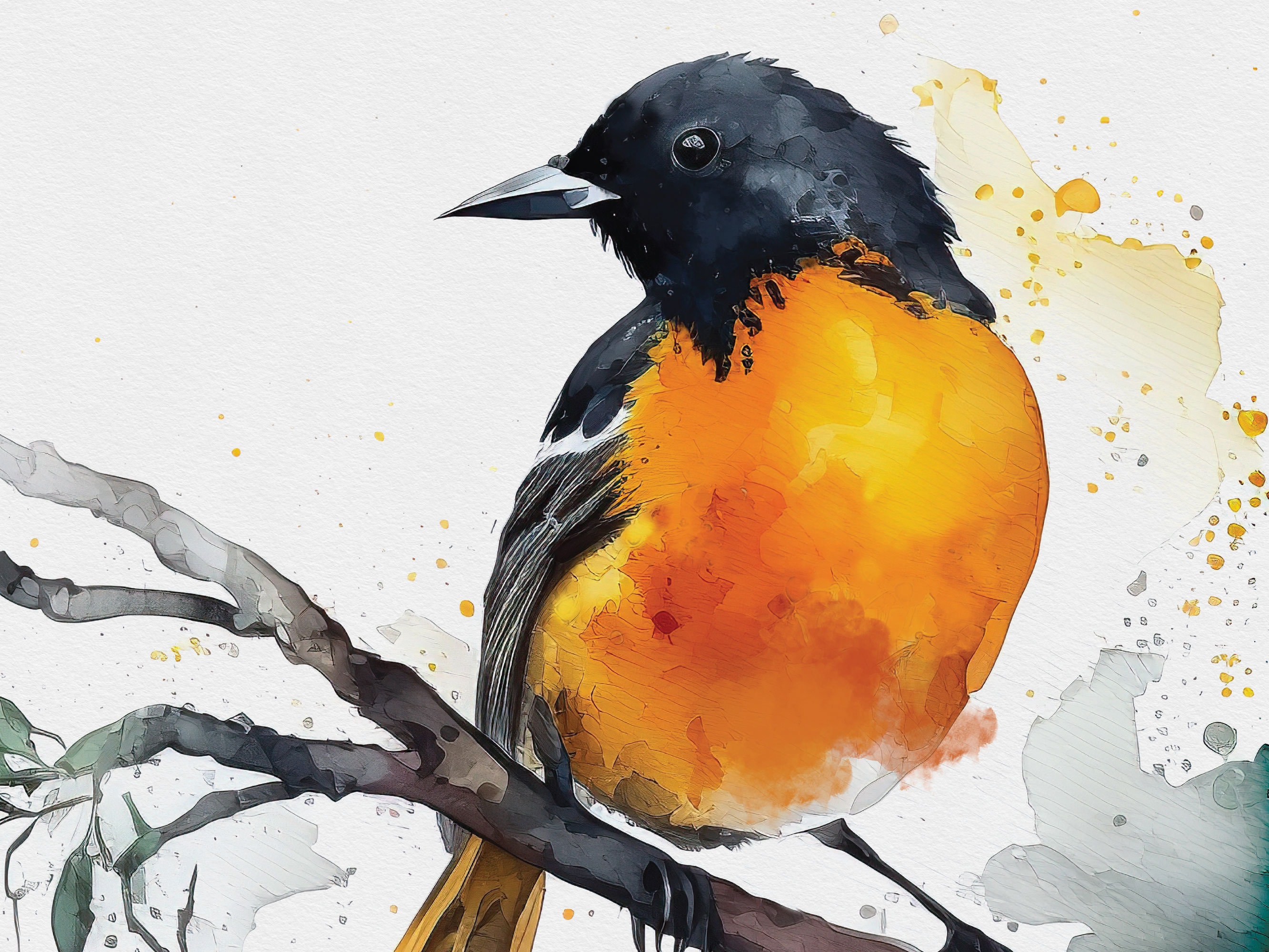 Oriole Watercolor Print Bird Baltimore Oriole Painting Audubon - Etsy