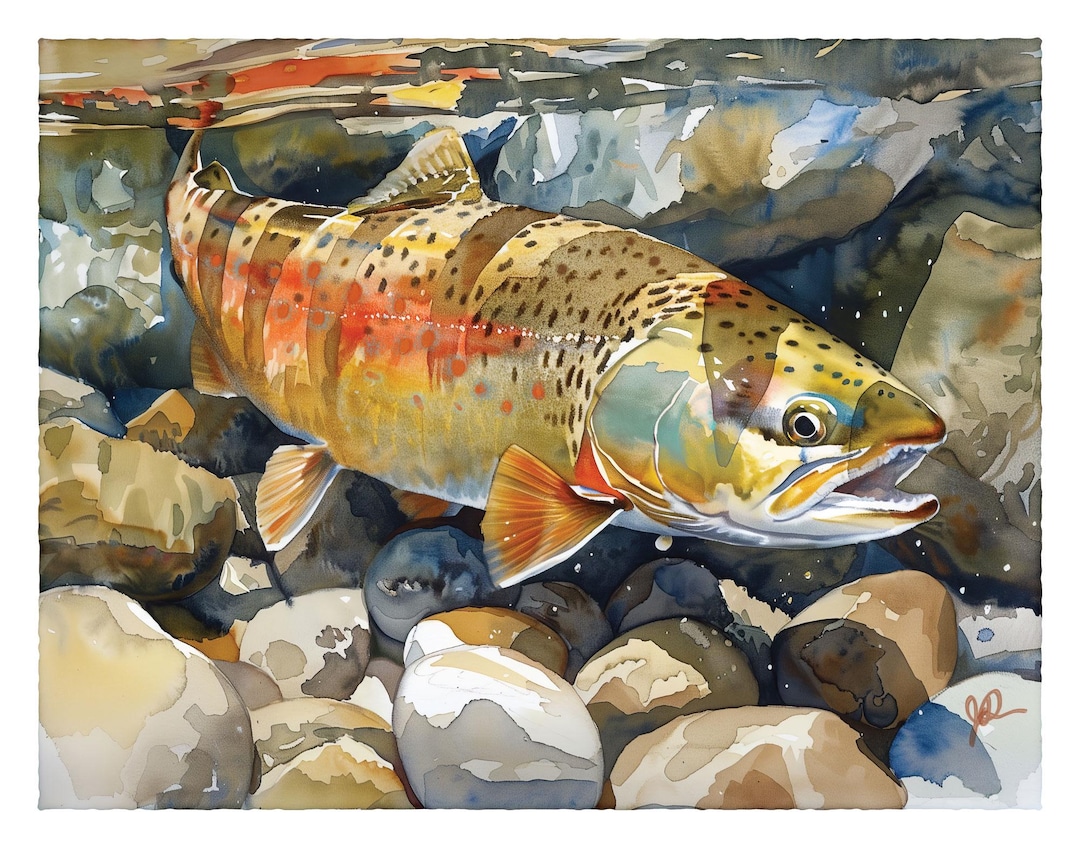 Brown Trout Art Print, Fly Fishing Watercolor Painting, Angler Gift for ...