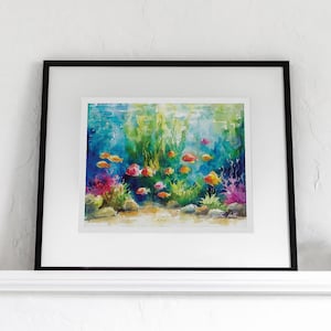 Aquarium Fish Art, Aquascape Watercolor Painting, Tropical Fish Print ...