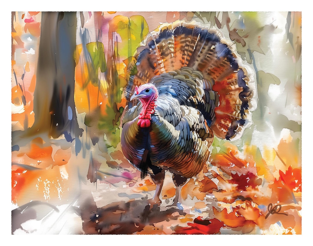 Wild Turkey Watercolor Art Print, Horizontal Version - Etsy