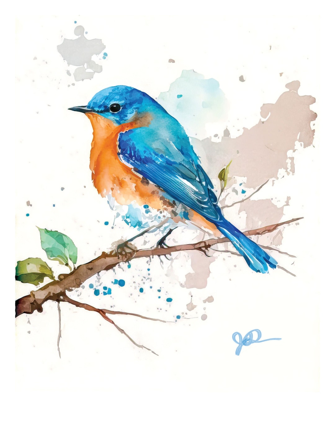 Bluebird Watercolor Print Bird Watercolor Painting Giclee Wall Hanging ...
